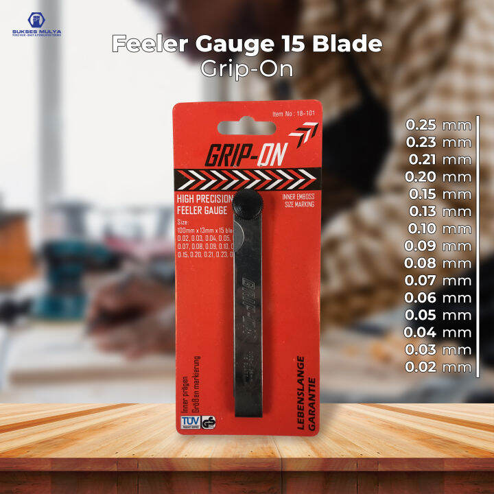 GRIP ON Feeler Gauge 0.02 Fuller 15 Blades Alat Ukur Klep Puller Gauge ...