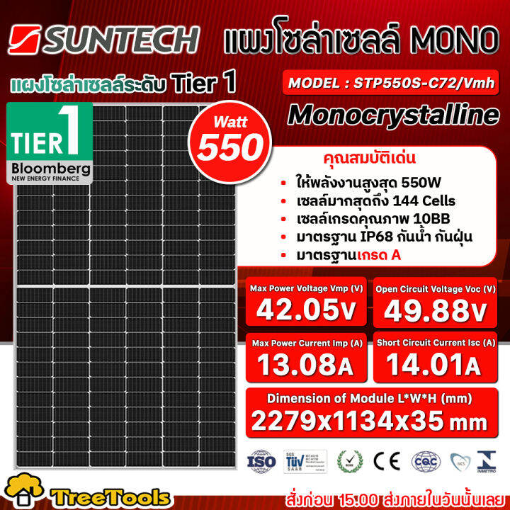 SUNTECH แผงโซล่าเซลล์ รุ่น STP550S-C71/Vmh 550Watt (Tier1) แผงพลังงานแสงอาทิตย์ โมโน โซล่าเซลล์ ...