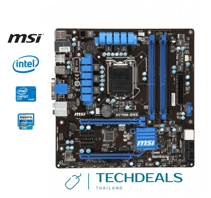 Mainboard Motherboards (เมนบอร์ด) Intel LGA 1155 Chipset H77 MSI H77MA ...