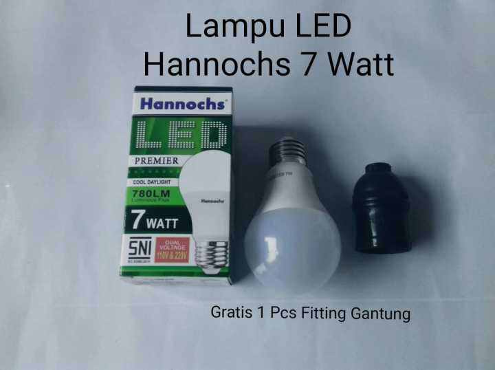 Lampu Bohlam LED Merk Hannochs Hanoc Hanok 7 W Watt Hemat Energi ...