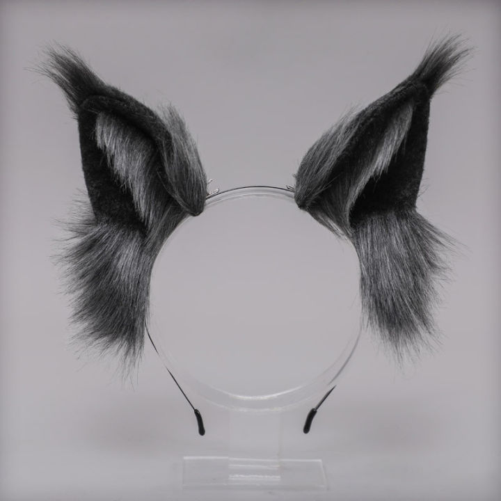 Pnate 1pc Lovely Faux Fur Wolf Ears Headband Realistic Furry Fluffy ...