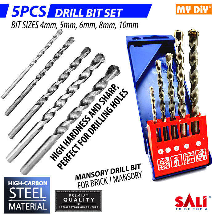 MYDIYHOMEDEPOT - SALI 5PCS HSS METAL DRILL BIT SET MASONRY CONCRETE ...