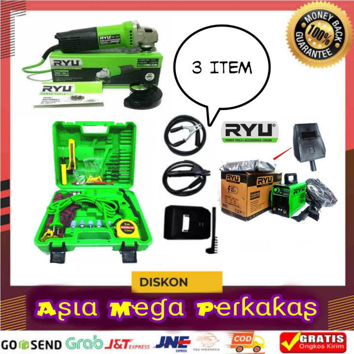 [3ITEM] Paket Mesin Las RYU 450 Watt + Mesin Bor 13 mm KOPER SET dan ...