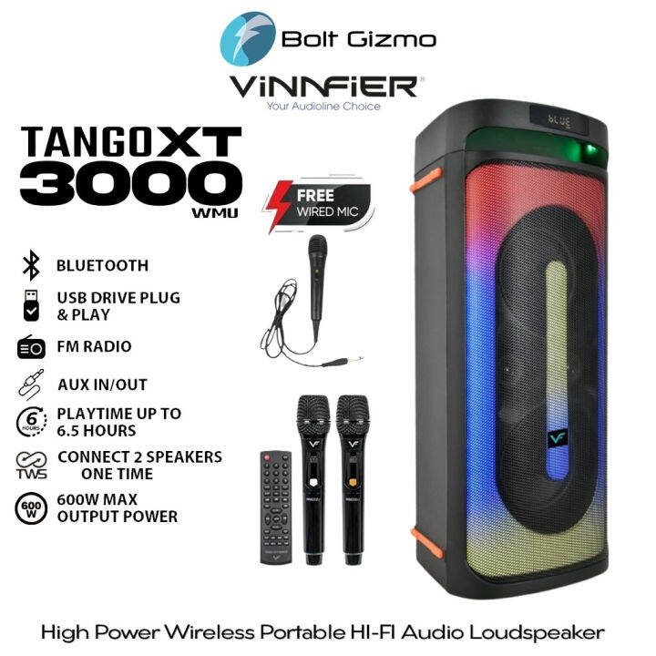 Vinnfier TANGO XT3000 WMU 600W Bluetooth Portable HI-FI Loud Speaker ...