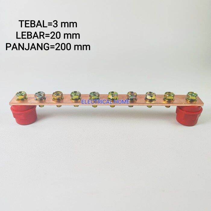 Busbar Tembaga 20 x 3 x 200 Terminal Nol 8 Baut SM-800 | Lazada Indonesia