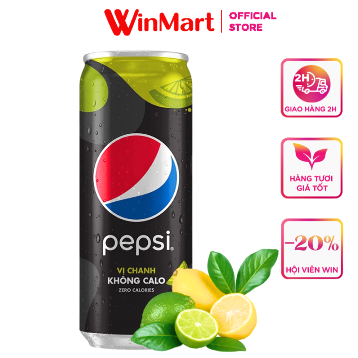 [Siêu thị WinMart] - Nước không calo chanh PEPSI lon 330ml | Lazada.vn