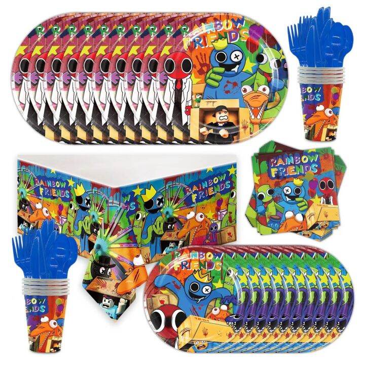 【hot Lunxian】 Rainbow Friends Birthday Party Decor Disposable Tableware