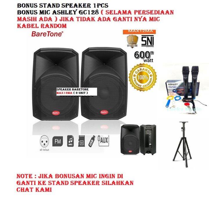 SPEAKER AKTIF BARETONE 12 IN MAX 12 MA /MAX12MA (2 unit) | Lazada Indonesia