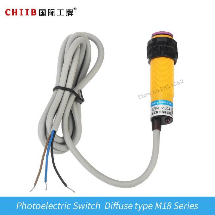 M18 DC 24V AC 220V 3Wire 2 Wire NC NO Diffuse Photoelectric Sensor Switch 10Mm E3F-DS10C4 NPN ...