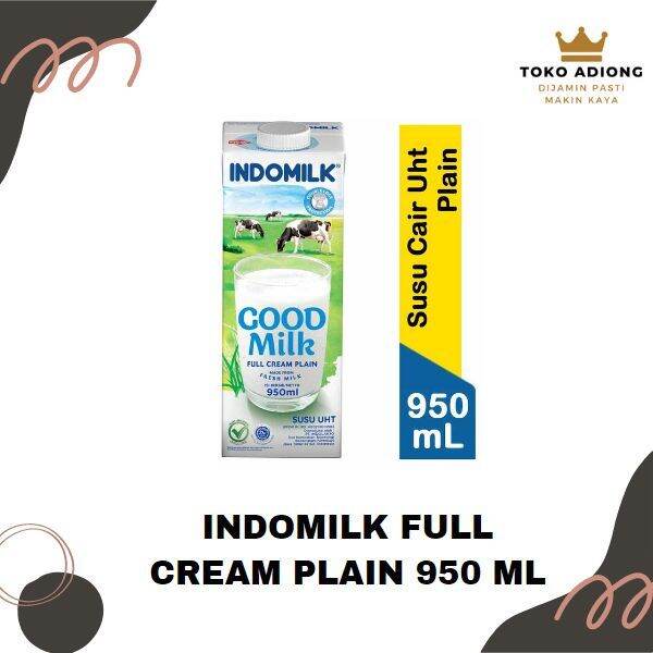 Indomilk Full Cream Plain 950 ML- UHT MILK - Susu Segar - Fresh Milk ...