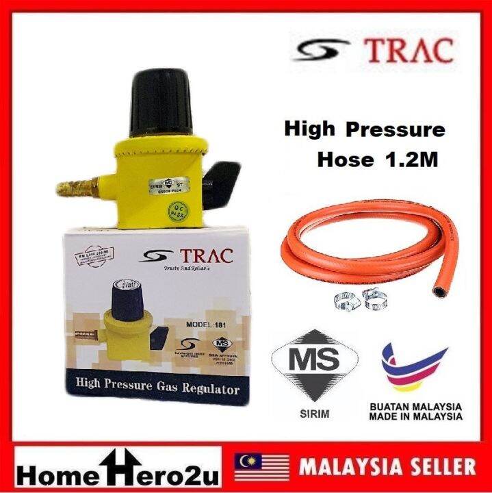 Trac TR-181 High Pressure Gas Regulator with High Pressure Gas Hose 1 ...