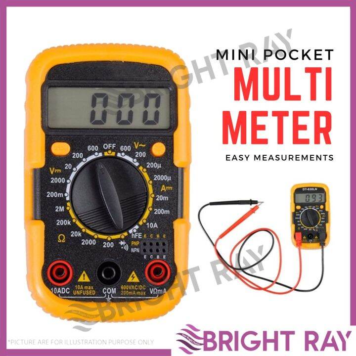 Mini Pocket Digital Multimeter LCD Backlight Volt Meter Ammeter ...