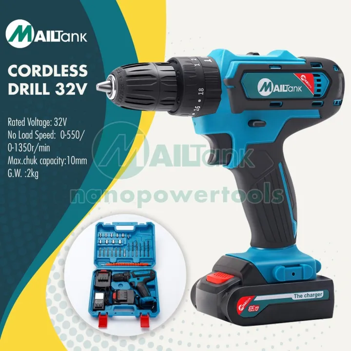 MAILTANK (SH190) Cordless Drill and Driver with 2 lithium ion battery ...