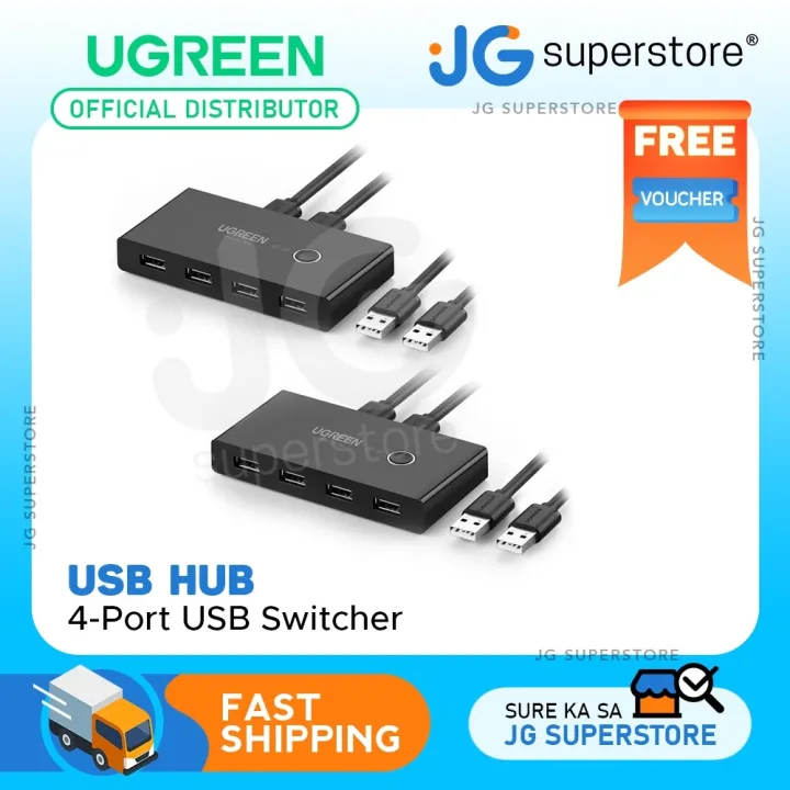UGREEN 2-In / 4-Out Adapter with 4 USB-Port Switchers w/ Switch (USB 2. ...