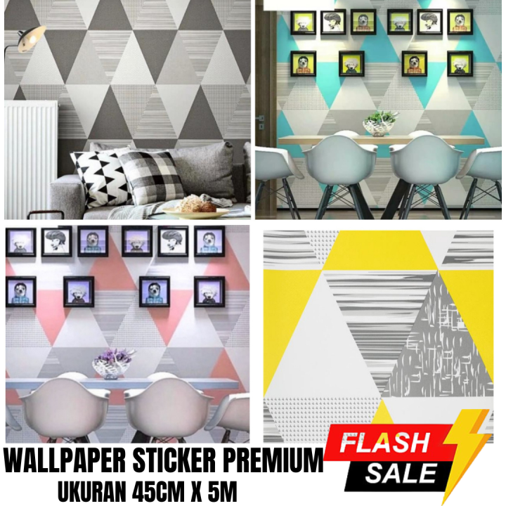 COD MURAH - Wallpaper Sticker Dinding Motif Segitiga Premium Quality ...