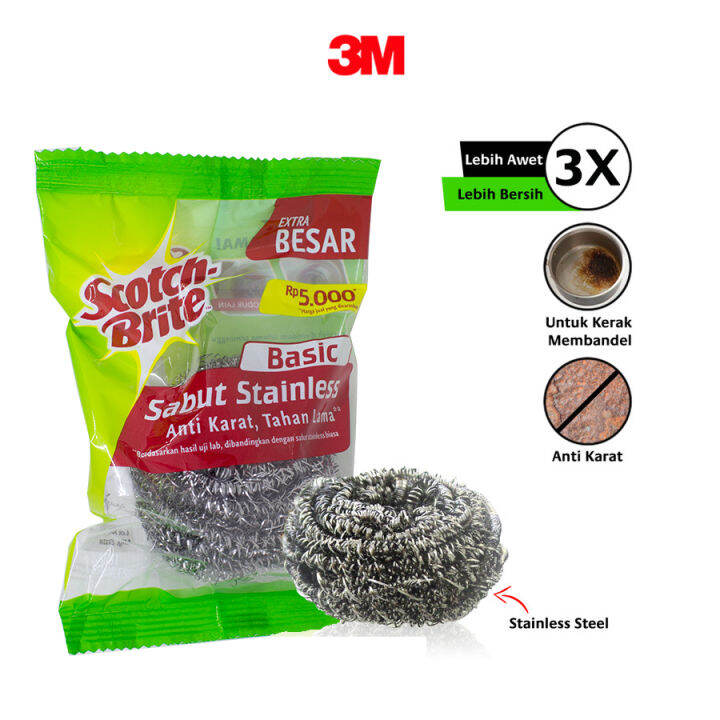 Kangsapu Scotch-Brite 3M Sabut Cuci Panci Stainless Basic Anti Karat ID ...