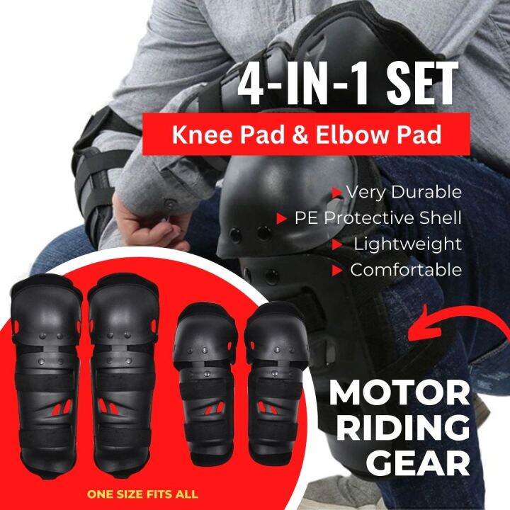 4n1 Set Black Safety and Protective Elbow and Knee Safety Padding Gear ...