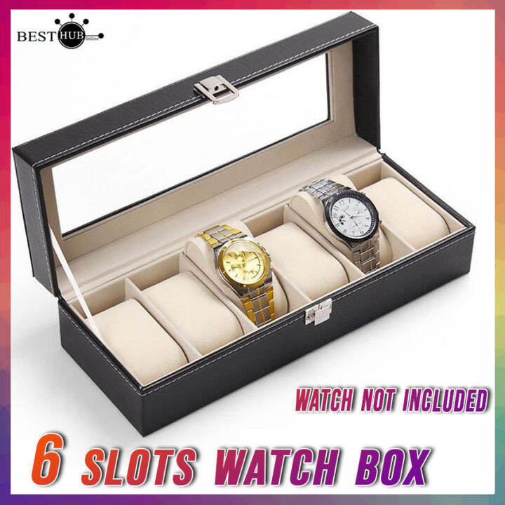 (VARIATION)Watch Box 6 Slots/ 2 Slots / 12 Slots Wrist Watches Jewelry ...