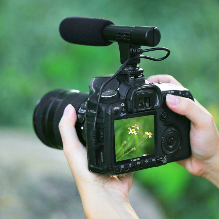 Portable Interview Microphone 3.5mm Audio Stereo Recoding Mic For DSLR ...