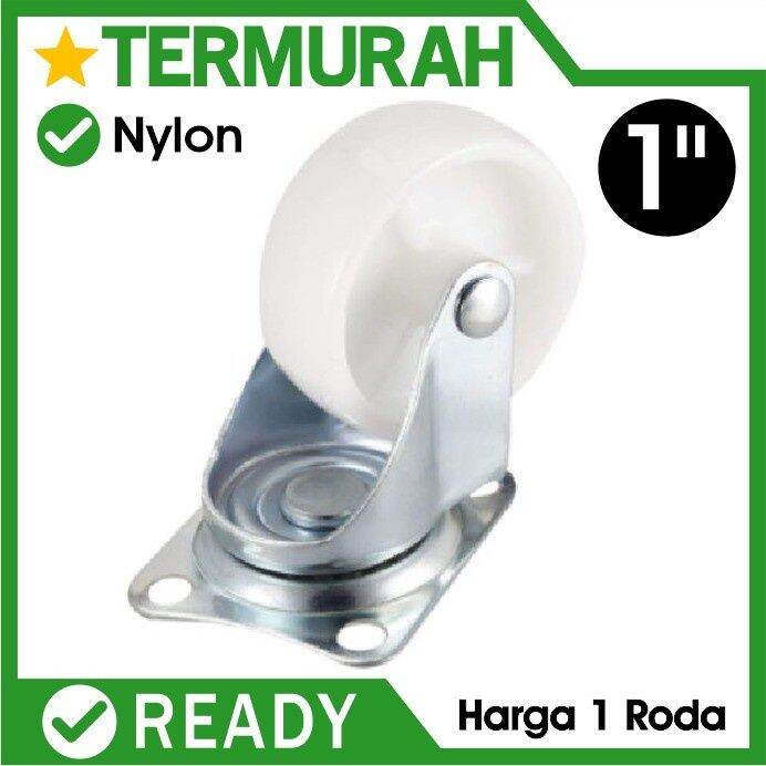 Roda Putih 1" 1 inch 1inci 1inchi inci inchi plastik PVC Nylon Mini ...