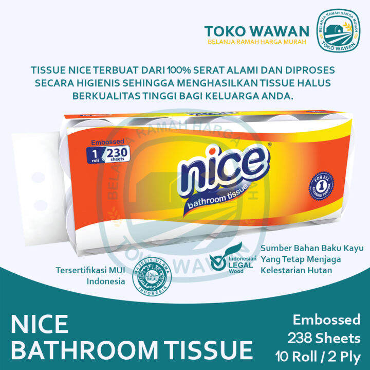 Tissue Nice Toilet Roll Full Embossed Tisu Gulung Bertekstur Isi 10 ...