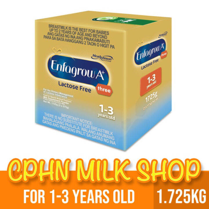 Enfagrow A+ Three Lactose Free 1.725kg 1-3 Years Old Milk Supplement ...