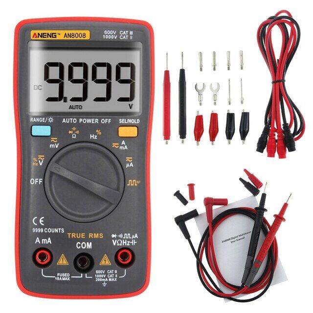 Aneng An8008/09digital Multimeter 9999 Counts Transistor True Rms ...