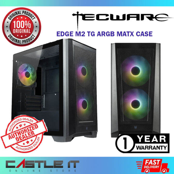 Tecware EDGE M2 TG ARGB MATX Case Micro ATX PC Case Casing - BLACK 14CM ...