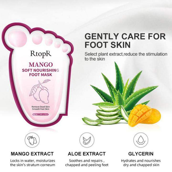 RtopR Mango Exfoliating Peel Foot Mask Soft Feet Hard Foot Dead Remove ...