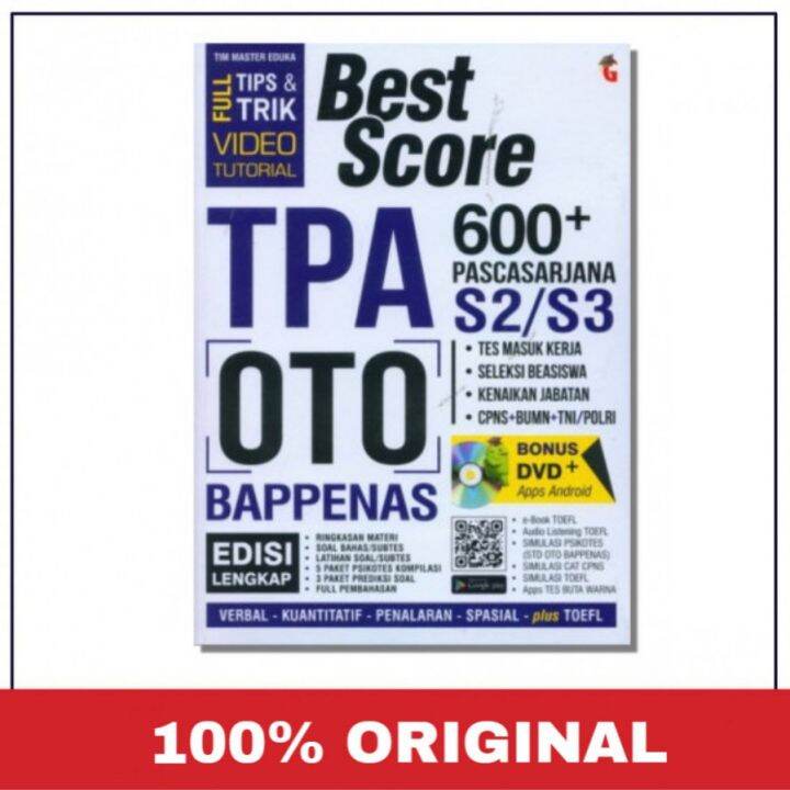 BEST SCORE TPA OTO BAPPENAS 600+ PASCASARJANA S2 S3 EDISI LENGKAP + DVD BUKU TPA | Lazada Indonesia