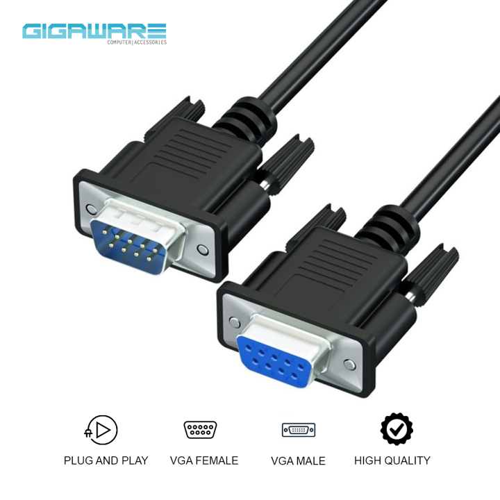 Gigaware RS232 Computer Monitor Video Cord Male to Female Serial Cable ...