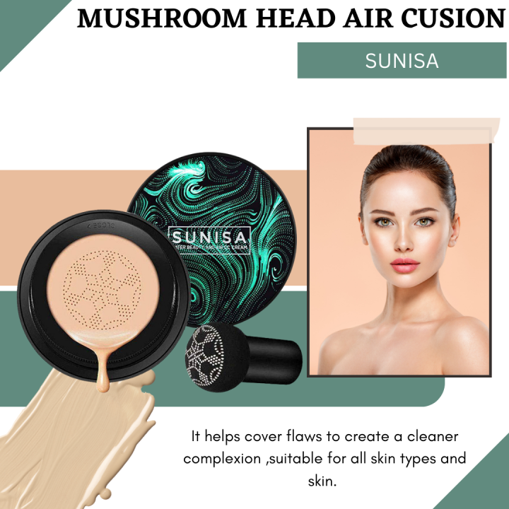 SUNISA Foundation Mushroom Head Air Cushion Waterproof BB Cream Frost Concealer Oil Control Face ...