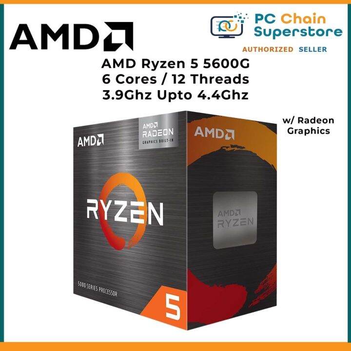 AMD Ryzen 5 5600G 6 Cores Upto 4.4Ghz Unlocked w/ Radeon Graphics AM4 Desktop CPU Processor ...