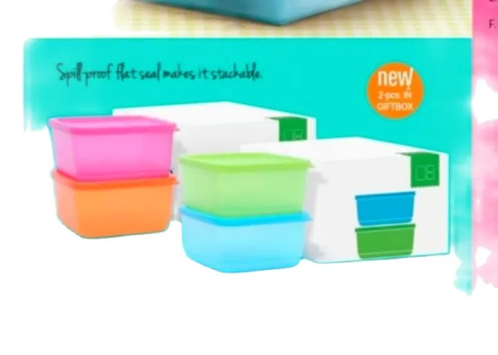 Tupperware 2-pc Small Square Rounds in Gift Box 650 ml - Cool Aqua ...