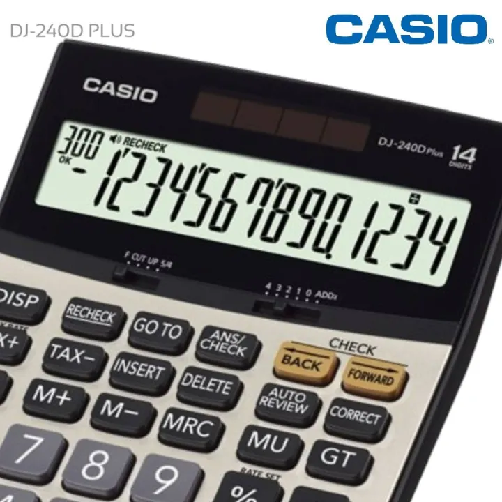เครื่องคิดเลข สีบรอนซ์ทอง CASIO คาสิโอ DJ-240D PLUS จอ LCD แสดงตัวเลขขนาดใหญ่พิเศษ 14 หลัก ...