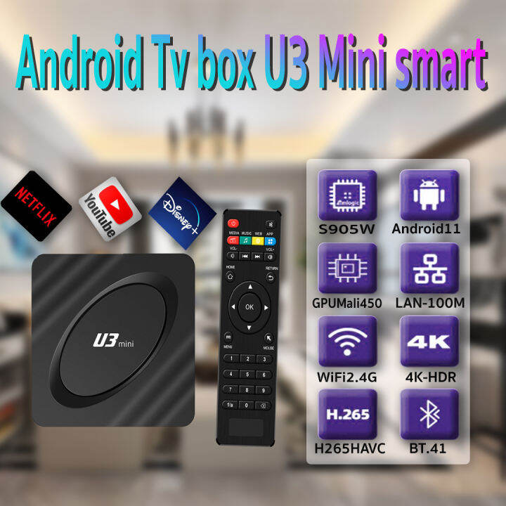 กล่องTv Box U3 Mini Amlogic Android 11 BT Dual Band Wifi 8K 4K Smart ...