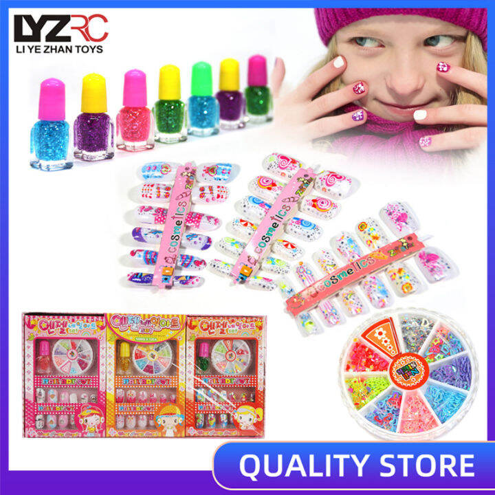 LYZRC Make Up Set for Kids Makeup Toys Girls Nail Glue Sticker Luminous ...