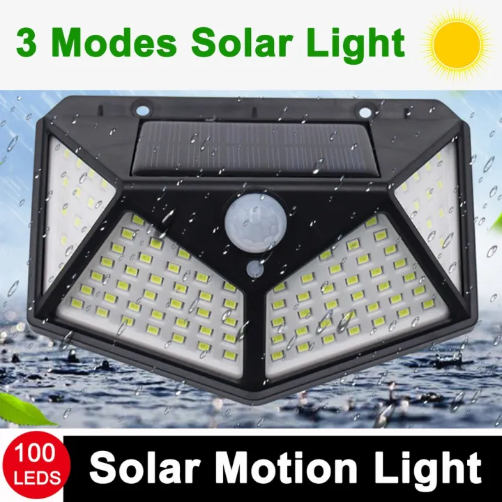 ♒Solar Lights Outdoor 100 LED Wireless IP65 Waterproof Security Solar Motion Sensor Outdoor ...
