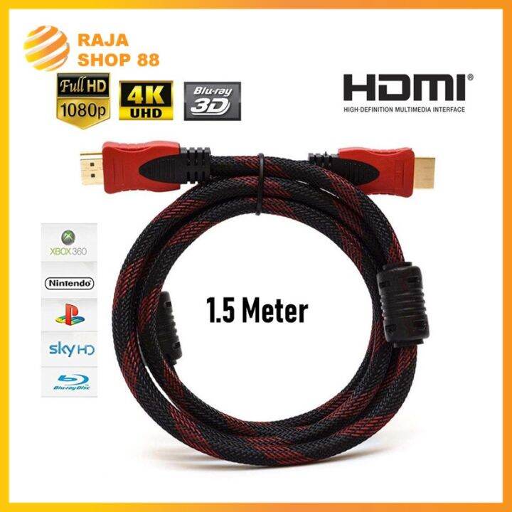 Kabel HDMI to HDMI 1.5M Serat Jaring High Quality 1080p | Lazada Indonesia