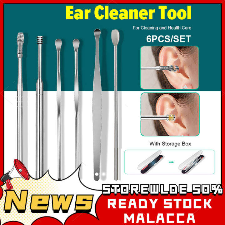 6PCS Ear Cleaner Wax Removal Tool Earpick Sticks Earwax Remover Curette ...