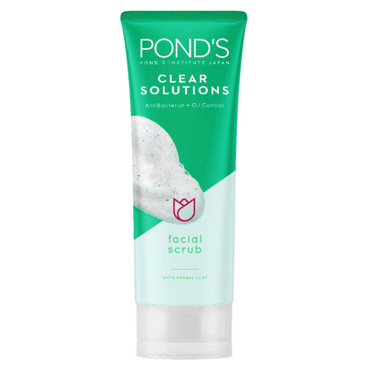 Ponds Clear Solution Facial Scrub With Herbal Clay Anti-Bacterial Oil ...