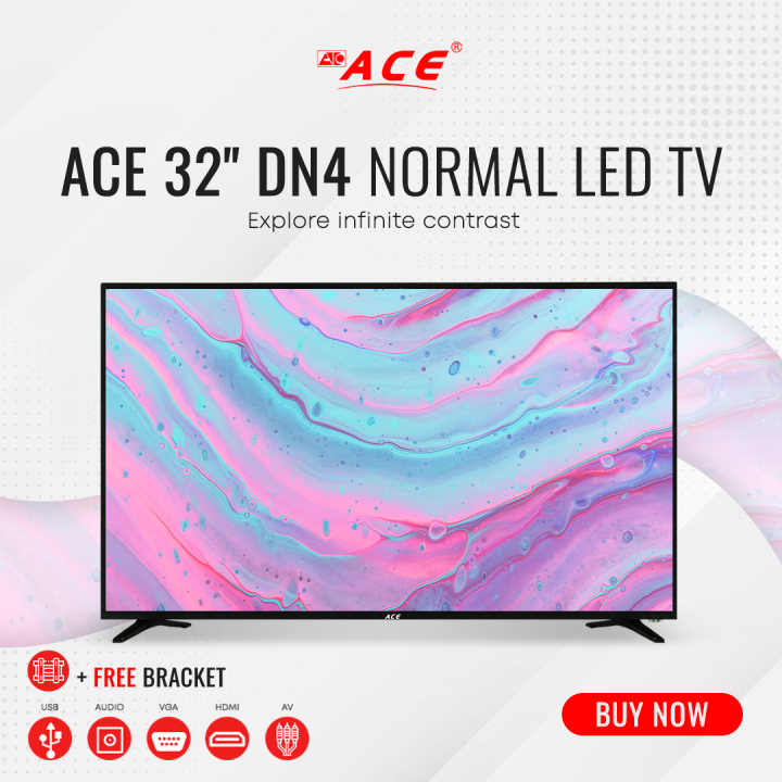 Ace 32" Slim UHD LED TV Black LED-808 DN4 W/FREE BRACKET(FREE SHIPPING ...
