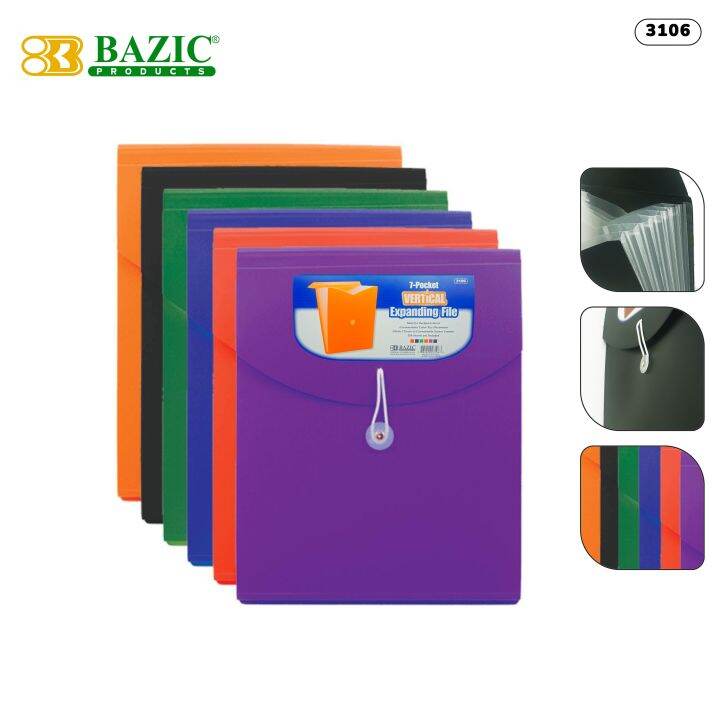 BAZIC 7-Pocket Letter Size Vertical Poly Expanding File - Tempat ...