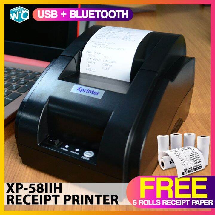 【COD/READY】 XP-58IIH Receipt Printer USB Portable Thermal FREE 5 ROLLS ...