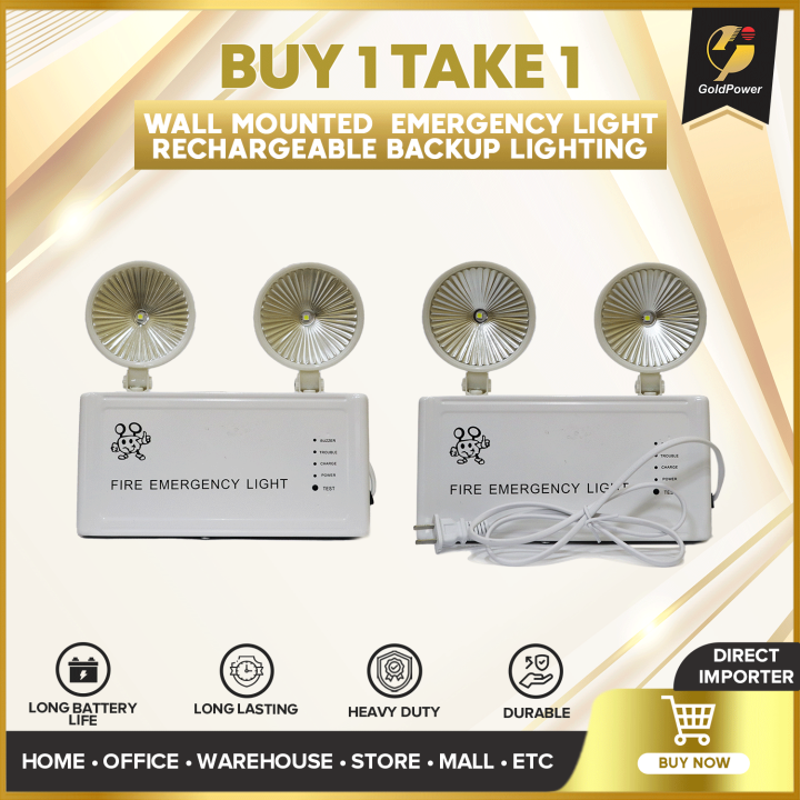 GOLD POWER Emergency LED Light Mickey Wall Mounted Dual Adjustable ...