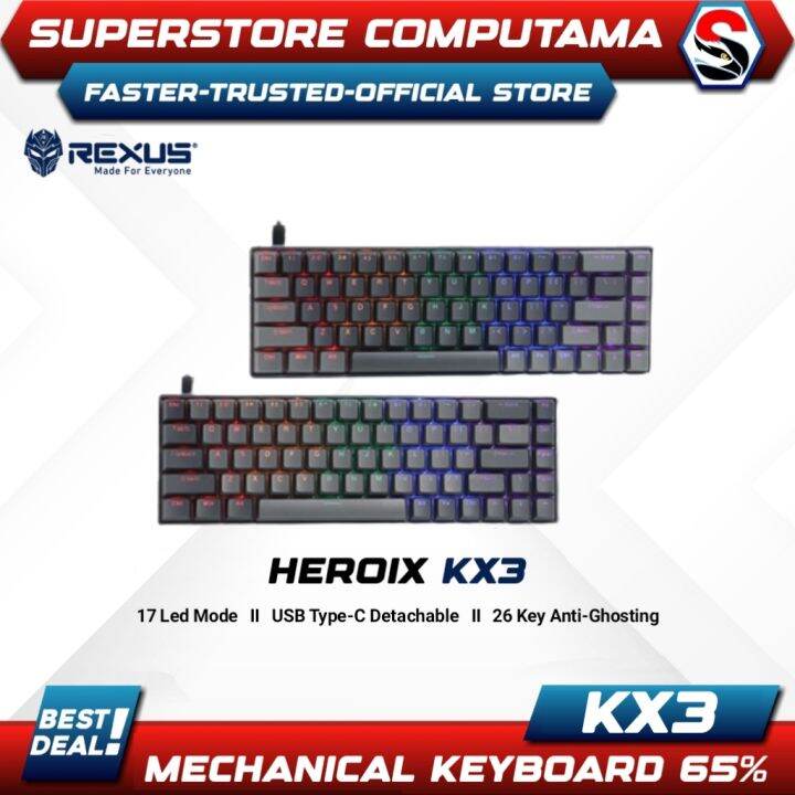 Rexus Keyboard Heroic KX3 RGB Mechanical Gaming Keyboard | Lazada Indonesia