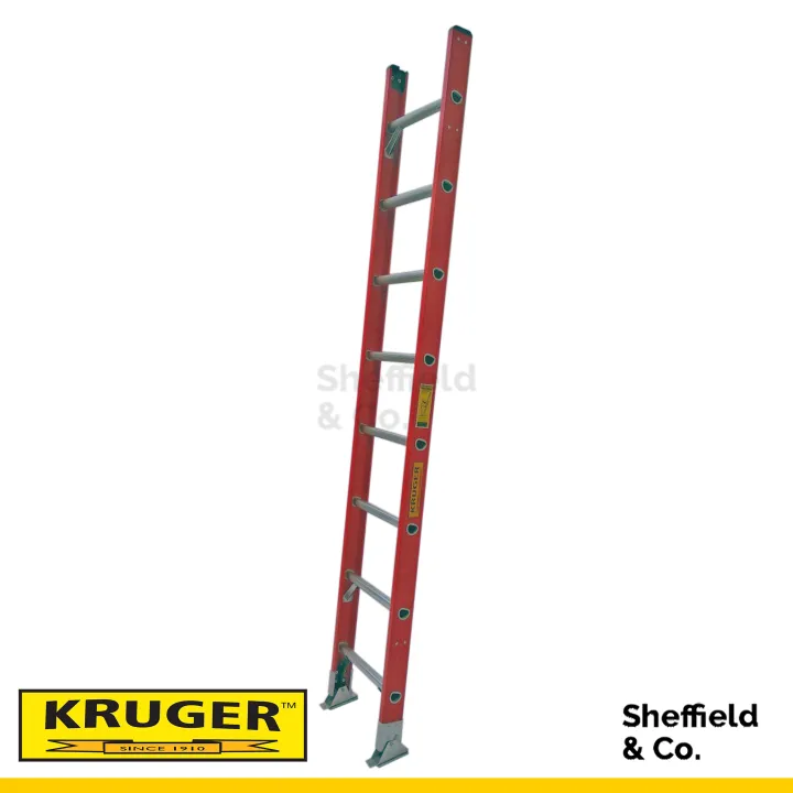 Kruger Fiberglass Straight Ladder, Self Leveling, F31110 (10 Steps ...