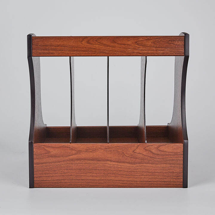 Wooden File Shelf Document Rack Three Grids and Four Grids Five-Grid ...
