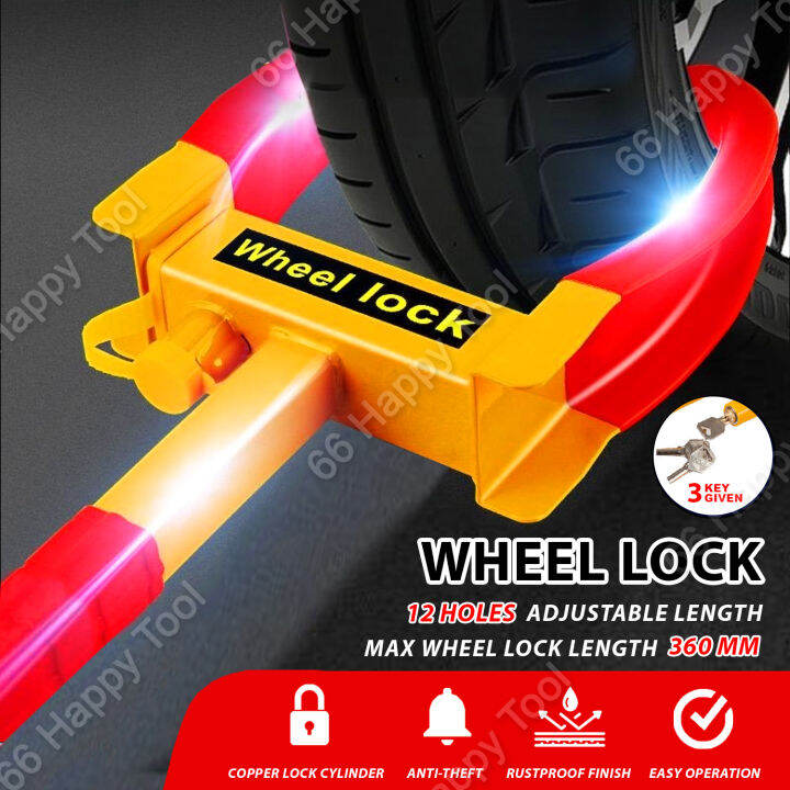 Heavy Duty Wheel Lock Tyre Clamp Anti-Theft Security Lock 12 Holes ...