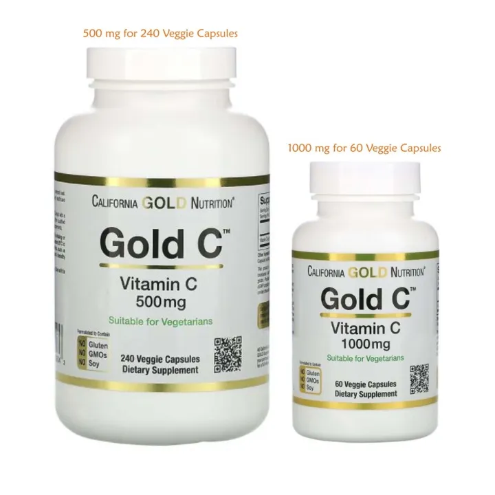 California Gold Nutrition Vitamin C 1000mg 500mg ASCORBIC ACID ...
